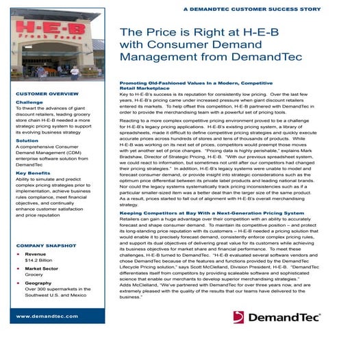 DemandTec Customer Case Study: HEB | PDF