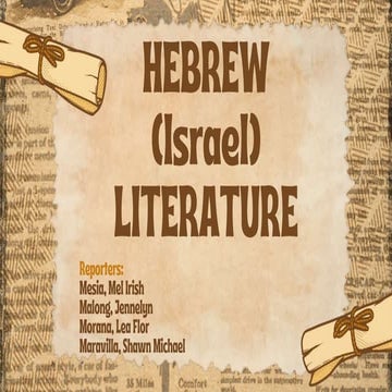 Hebrew Israel Literature Powerpoint Presentation | PPTX