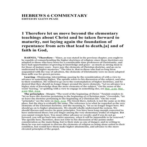 Hebrews 6 commentary | PDF