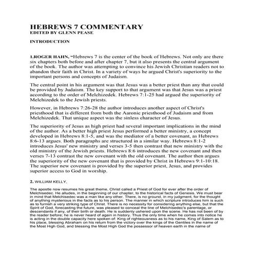 Hebrews 7 commentary | PDF | Christianity | Religion & Spirituality