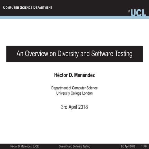 An overview on diversity and Software Testing | PPT