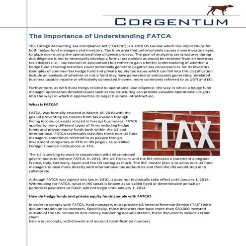 The Importance of Understanding FATCA | PDF
