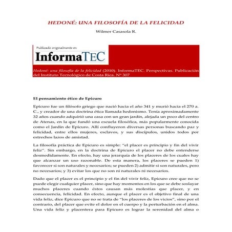 Hedoné una filosofía de la felicidad | PDF