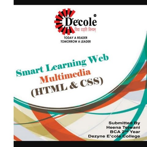 Heena Tejwani Project On HTML and CSS ,Final Year BCA ,Dezyne E'cole ...