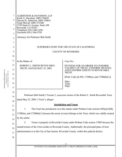 Sample Heggstad petition for California | DOC