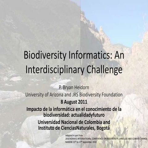Biodiversity Informatics: An Interdisciplinary Challenge | PPT