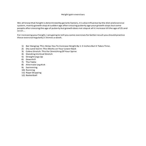 Height gain exercises | DOCX
