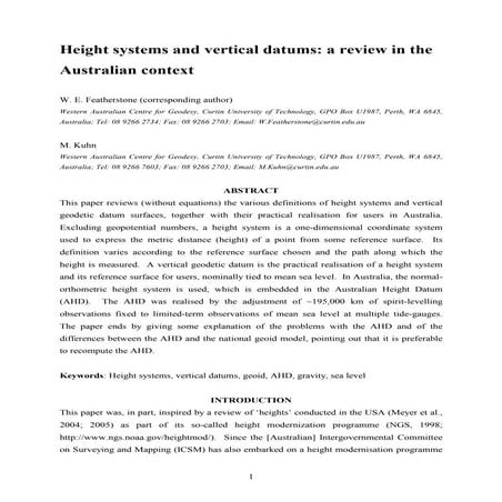 Height systems and vertical datums | PDF