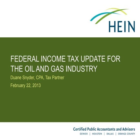 Income Tax Update for Oil and Gas Industry | PPT