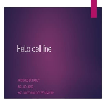 HeLa cell lines their features, characteristics | PDF
