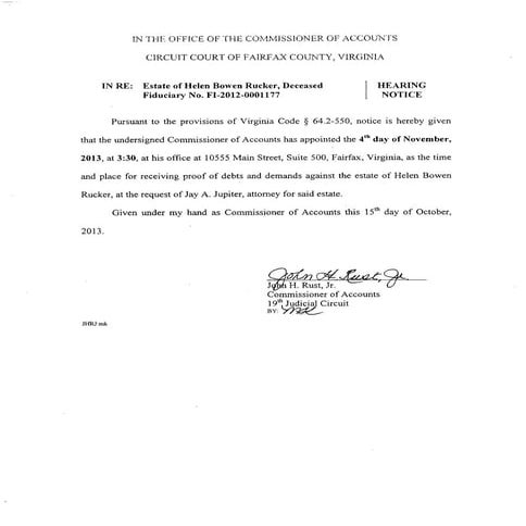 Helen Bowen Rucker Hearing Notice | PDF