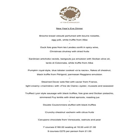 Claridge's ny eve dinner 2010 | PDF