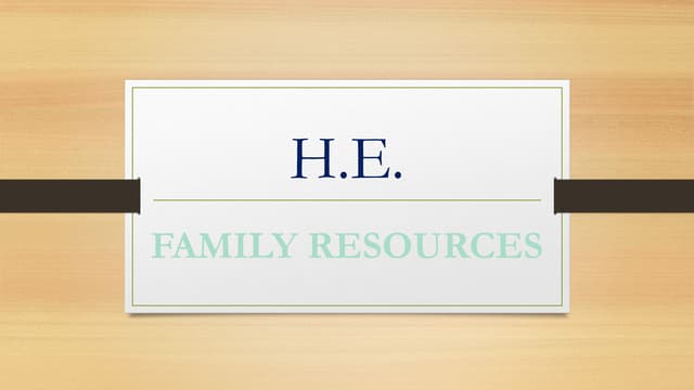 Management of family resources | PPTX