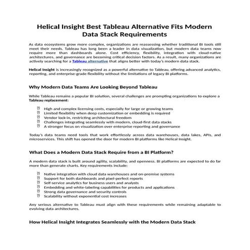 Helical Insight Best Tableau Alternative Fits Modern Data Stack ...