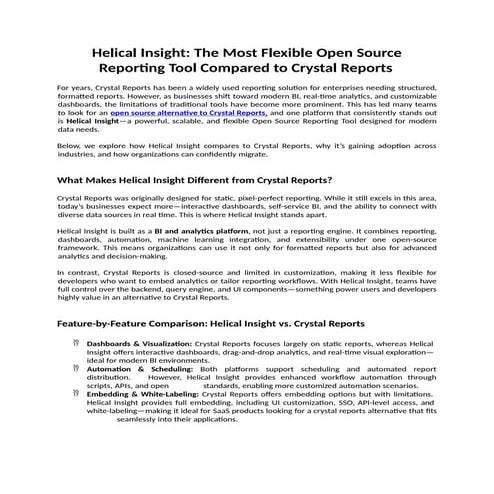 Helical Insight The Most Flexible Open Source Reporting Tool Compared ...