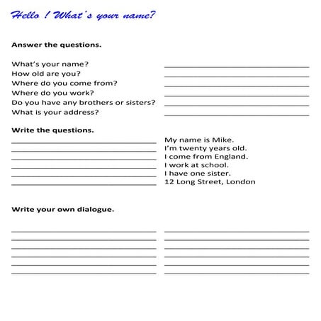 Hello - worksheet for beginners | PDF