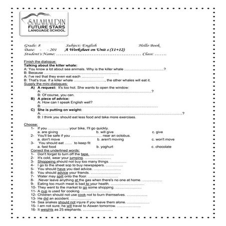 Prep 2 Worksheet Hello 11 + 12 | PDF