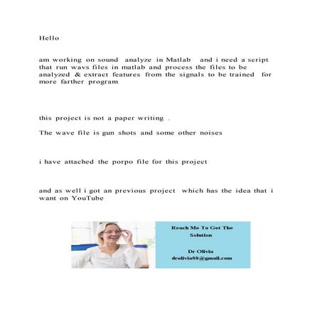 Hello am working on sound analyze in Matlab and i need a sc | DOCX