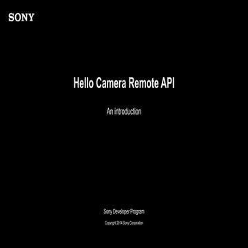 Hello Camera Remote API | PPTX