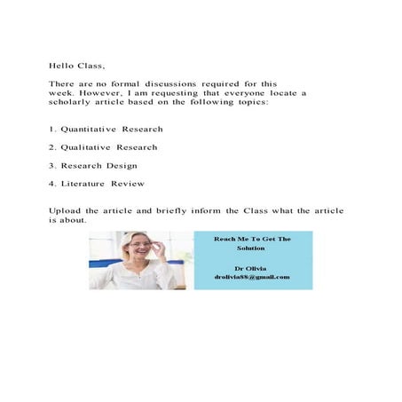 Hello Class, There are no formal discussions required for th | DOCX