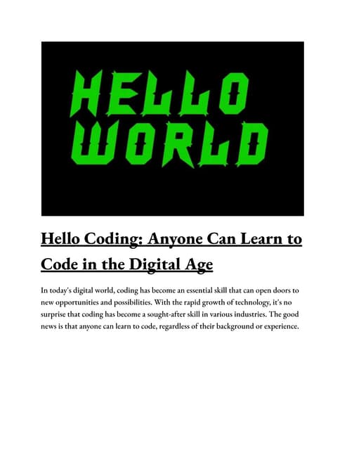 Hello Coding Anyone Can Learn To Code Digital Pdf 2649