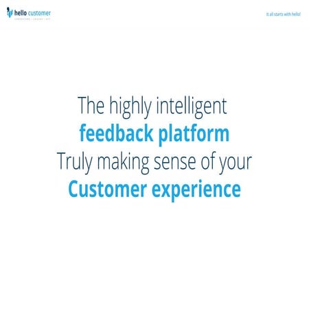 Hello Customer - making sense of your customer experience | PDF
