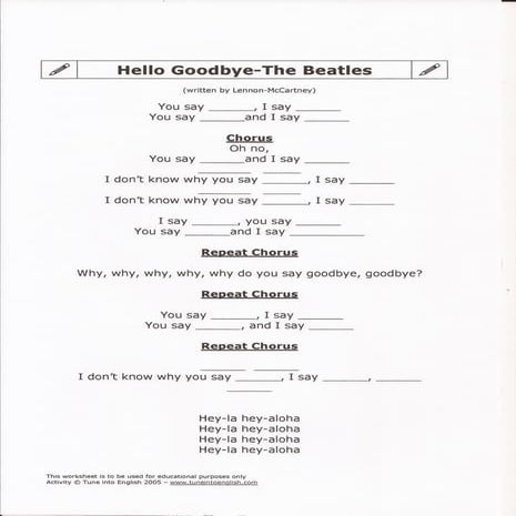 Hello goodbye song | PDF | Music | Entertainment