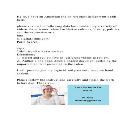 Hello, I have an American Indian Art class assignment needs help..docx