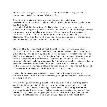 Hello i need a good comment related with this argument .A paragraph .docx