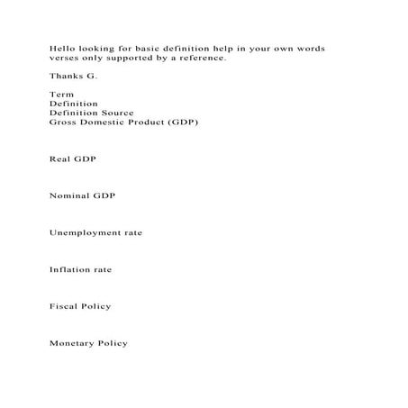 Hello looking for basic definition help in your own words verses onl.docx | Economy | Business ...