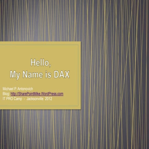 DAX (Data Analysis eXpressions) from Zero to Hero | PPTX