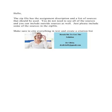 Hello,The zip file has the assignment discription and a list of .docx