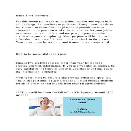Hello Time TravelersFor this forum you are to act as a time tra.docx
