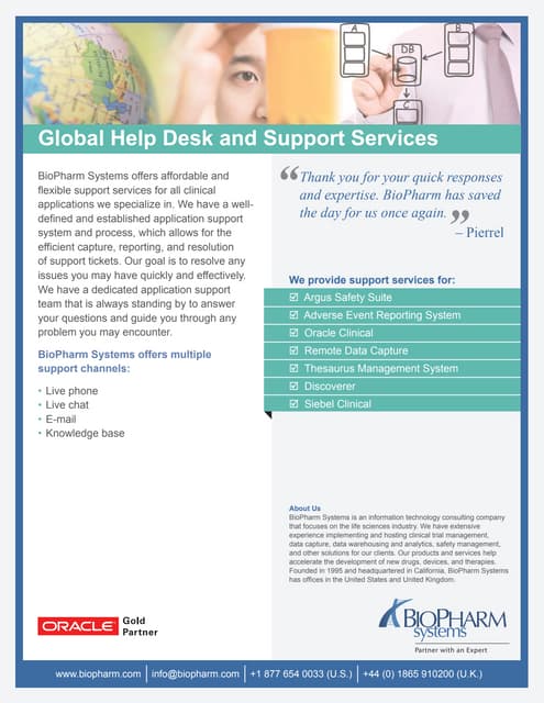 Support for Oracle's Argus Safety, Adverse Event Reporting System ... Support for Oracle's Argus Safety, Adverse Event Reporting System ...