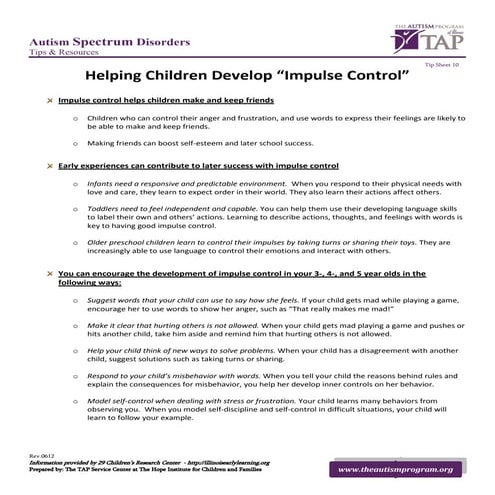 Helping Children Develop “Impulse Control” | PDF | Parenting Babies and ...