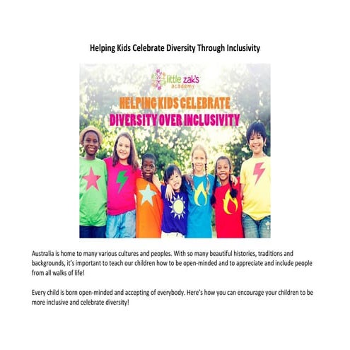 Helping Kids Celebrate Diversity Through Inclusivity | PDF | Special ...