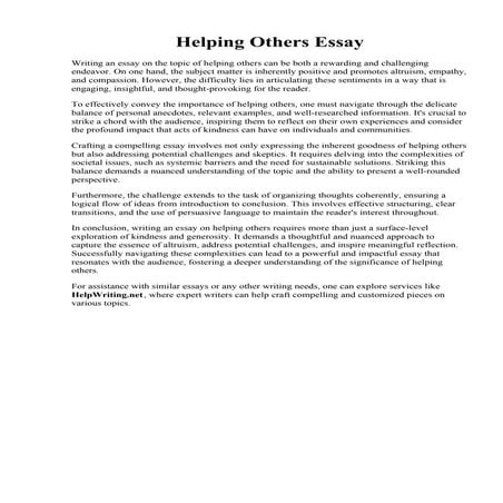 Helping Others Essay.pdfHelping Others Essay | PDF
