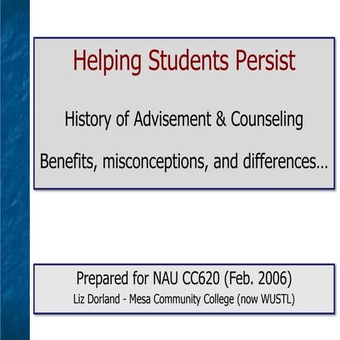 Helping Students Persist - History of Advising & Counseling in Higher Ed | PPTX