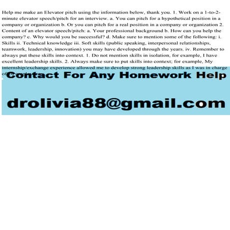 Help me make an Elevator pitch using the information below, thank yo.pdf