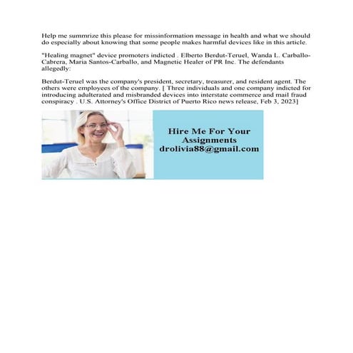 Help me summrize this please for missinformation message in health and.pdf