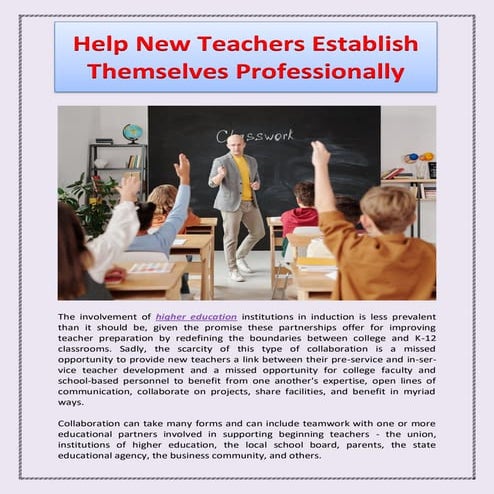 Help New Teachers Establish Themselves Professionally | PDF