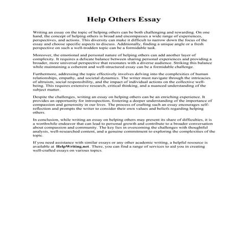 Help Others Essay | PDF | Education