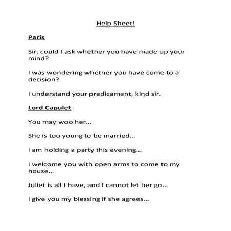 Help sheet - Sentence starters | DOCX