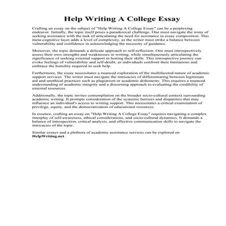 Help Writing A College Essay. 24 Greatest College Essay Examples ...