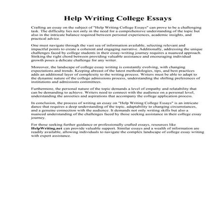 Help Writing College Essays. How to Write a Personal Essay for College ...