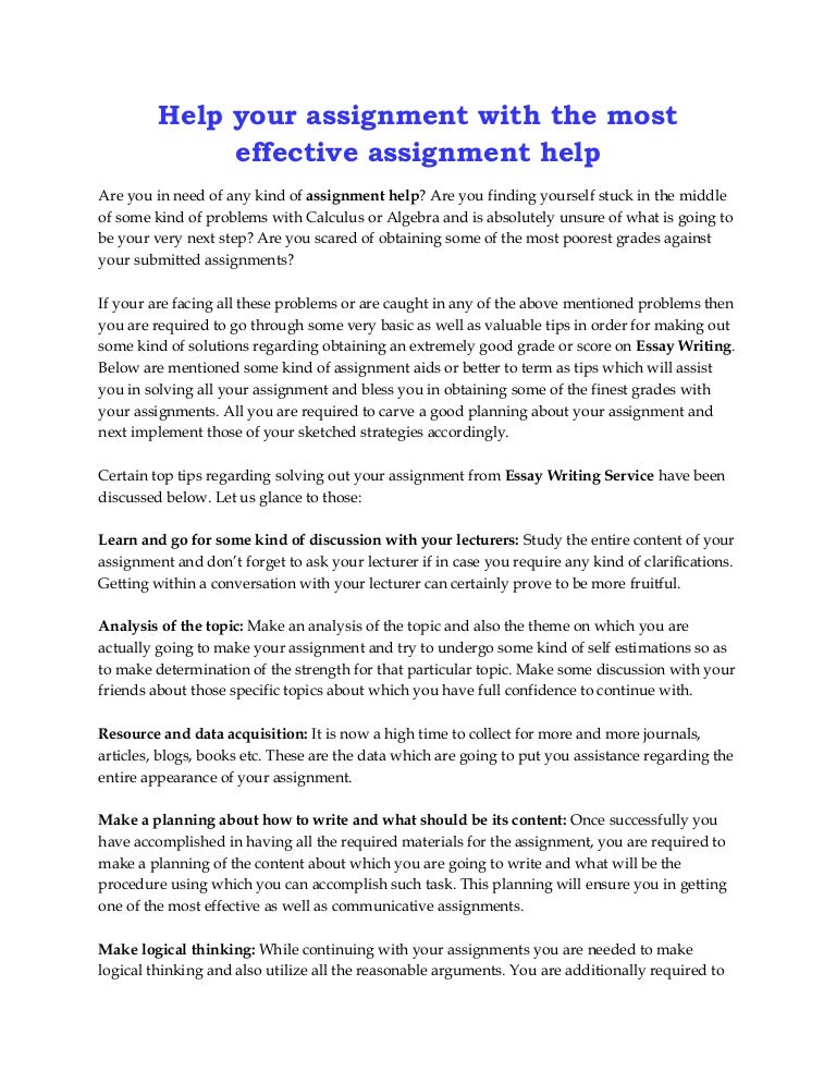 Help Your Assignment With The Most Effective Assignment Help