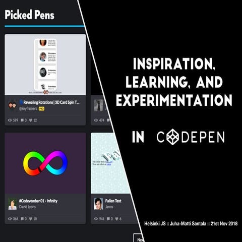 Inspiration, Learning and Experimentation in Codepen | PPT