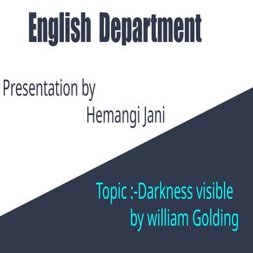 Darkness Visible by william golding (novel) | PPT