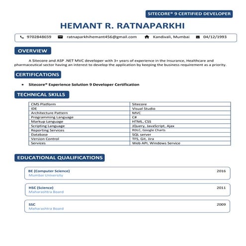 Hemant R ratnaparkhi | PDF
