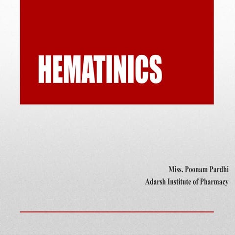 Hematinics Pharmaceutical Inorganic Chemistry | PPTX